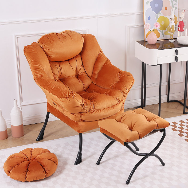 Orange accent chair with ottoman store